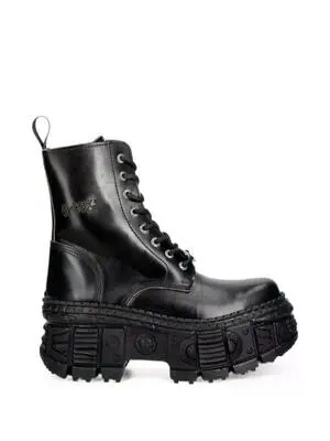 NEW ROCK Platform Lace-up Boots - Black
