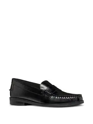 Geox Noemen Polished-finish Penny Loafers - Black