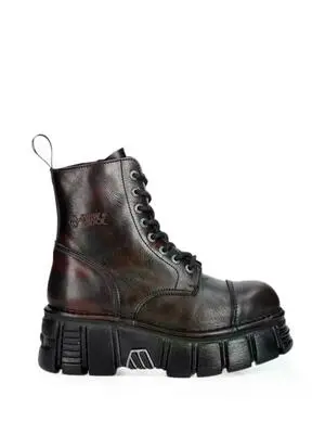 NEW ROCK Lace-up Platform Boots - Red