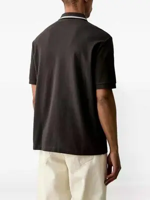 Armani Exchange Logo-patch Tipped Polo Shirt - Brown