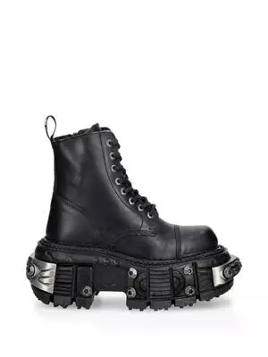NEW ROCK Metallic Platform Boots - Black