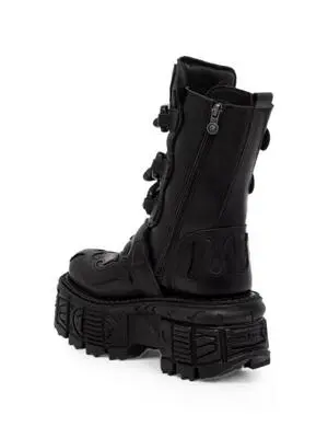 NEW ROCK Metallic Buckle-fastening Platform Boots