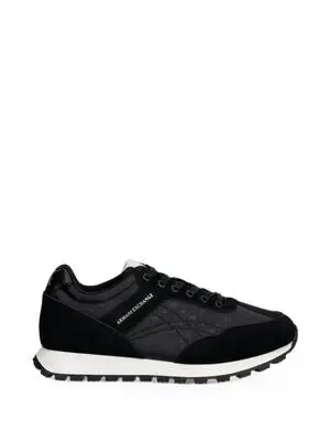 Armani Exchange Monogram-print Lace-up Sneakers - Black