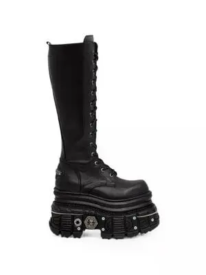 NEW ROCK Lace-up Platform Boots - Black