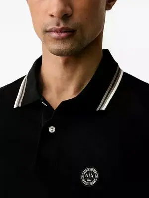 Armani Exchange Logo-patch Striped-trim Polo Shirt