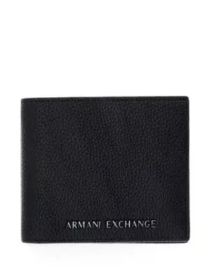 Armani Exchange Pebbled-texture Logo-plaque Wallet - Black