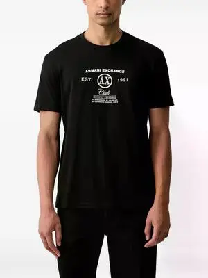 Armani Exchange Logo-embroidered T-shirt - Black
