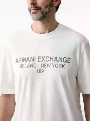 Armani Exchange Logo-print Garment-dyed Crew-neck T-shirt