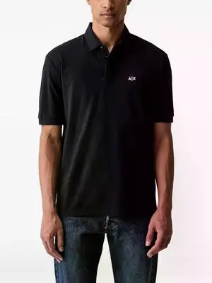 Armani Exchange Logo-print Piqué Polo Shirt - Black