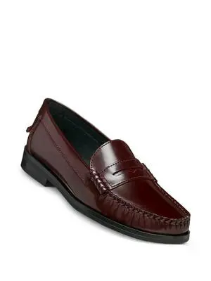 Geox Polished Finish Penny Loafers - Red