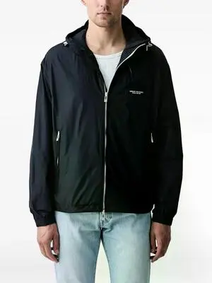 Armani Exchange Hooded Logo-print Jacket - Blue
