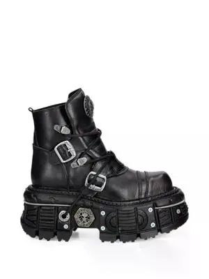 NEW ROCK Buckle-fastening Platform Boots - Black