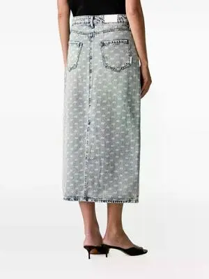 Armani Exchange Monogram-print Denim Midi Skirt