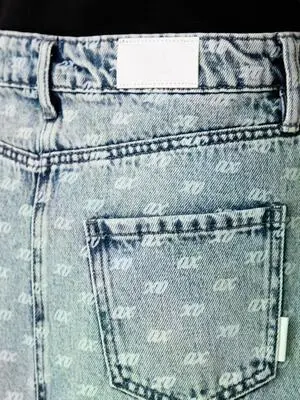 Armani Exchange Monogram-print Denim Midi Skirt
