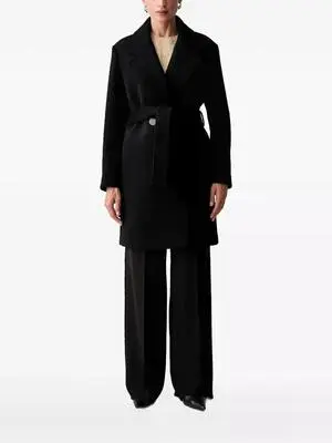 Armani Exchange Belted Notch-lapel Coat - Black