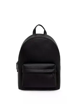 Armani Exchange Logo-plaque Pebbled Backpack - Black