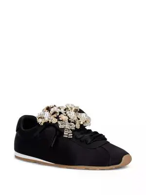 Jeffrey Campbell Shelter Crystal-embellished Faux-pearl Sneakers - Black