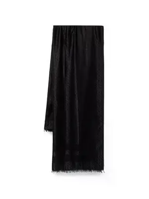 Armani Exchange Monogram Frayed-edge Scarf - Black