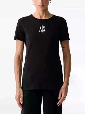 Armani Exchange Logo-embroidered T-shirt - Black