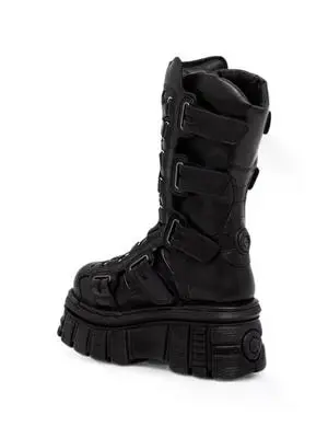 NEW ROCK Buckle-strap Platform Boots