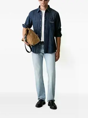Armani Exchange Logo-embroidered Chest-pocket Shirt