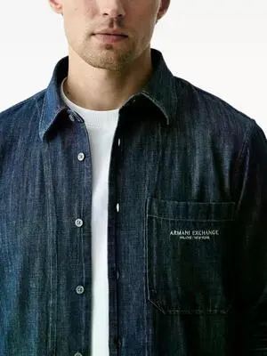 Armani Exchange Logo-embroidered Chest-pocket Shirt