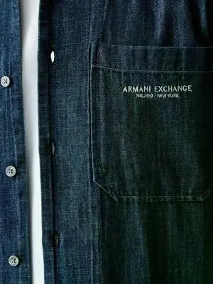 Armani Exchange Logo-embroidered Chest-pocket Shirt