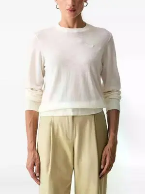Armani Exchange Logo-embroidered Crew-neck Sweater - Neutrals