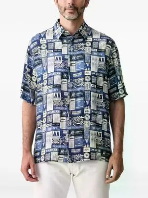 Armani Exchange Logo-print Short-sleeve Shirt - Blue