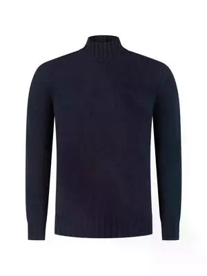 DORIANI CASHMERE Ribbed-knit Mock-neck Sweater - Blue