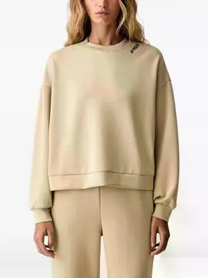 Armani Exchange Logo-embroidered Dropped-shoulder Sweatshirt - Neutrals