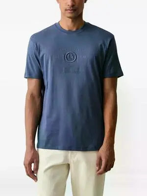 Armani Exchange Logo-embroidered T-shirt - Blue