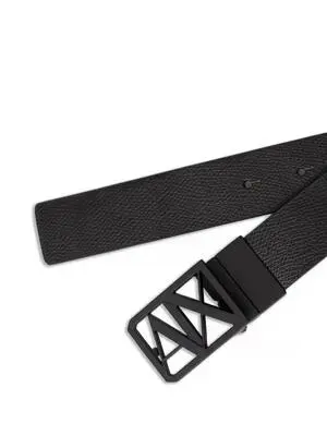 Armani Exchange Logo-buckle Pebble-textured Belt