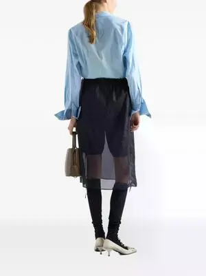 Prada Cotton Organdy Midi Skirt - Black