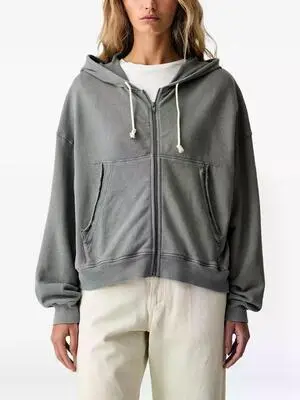 American Vintage Zip-up Drawstring Hoodie - Grey