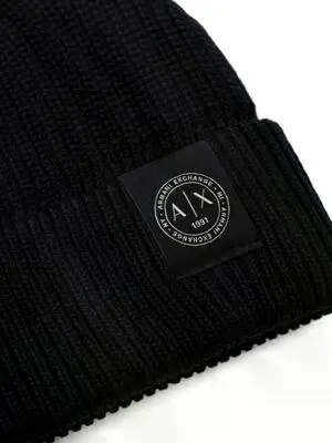 Armani Exchange Logo-patch Waffle-knit Beanie Hat