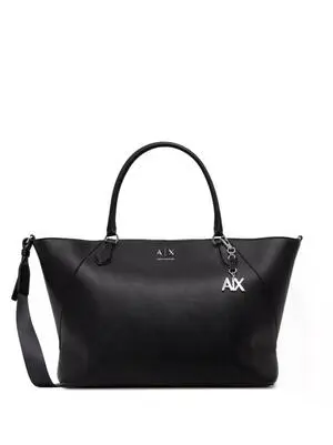 Armani Exchange Logo-plaque Pebbled Tote Bag - Black