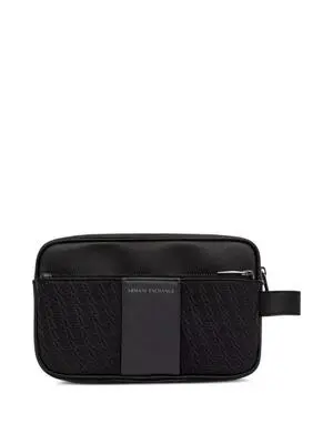 Armani Exchange Logo-patch Zip-around Wash Bag - Black