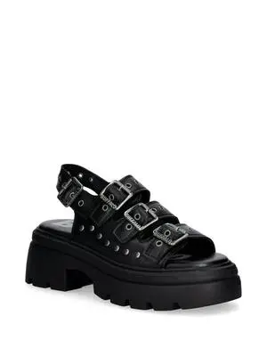 BUFFALO Vega Athena Buckle Eyelet-embellished Platform Sandals