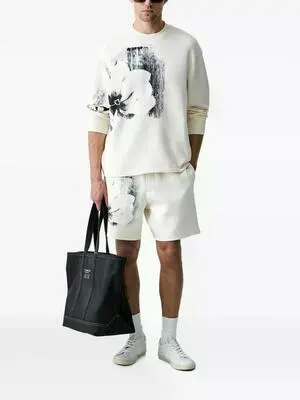Armani Exchange Floral-print Logo-print Shorts - White