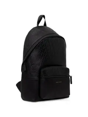 Armani Exchange Logo-embossed Front-zip Backpack - Black