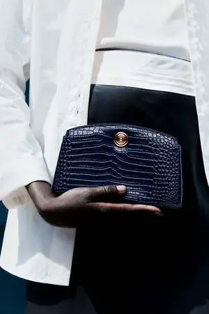 LIFFNER Pushlock Clutch Navy Croc - Blue