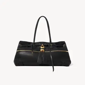 Chloé Large Paddington Sling East-west Bag In Soft Leather - Black