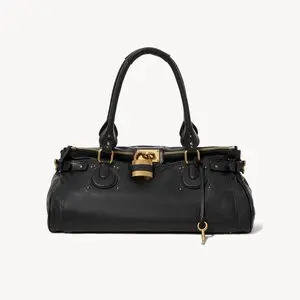 Chloé Xl Paddington Weekender Bag In Grained Leather - Black