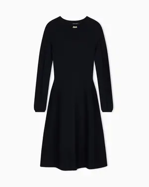 Armani Exchange Regular Fit Dress Knit In Recycled Viscose And Nylon - Black