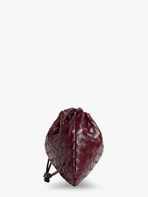 Bottega Veneta Medium Dustbag Leather Clutch Bag With Woven Effect - Red