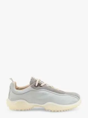 Miu Miu Nylon And Suede Sneakers With Embroidered Logo - Grey
