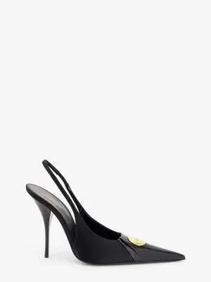 Saint Laurent Louis Patent Leather Pumps With Logo Tag - Black