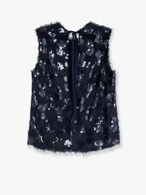 SEMICOUTURE Fringed Top Wwith Sequins