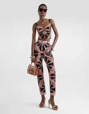Dolce & Gabbana Carretto-print Charmeuse Top